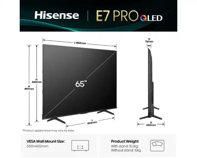 HISENSE SMART QLED TV 65 Hisense 65E7Q Pro 3840x2160/UHD/4K/DVB-T2/S2/C ...
